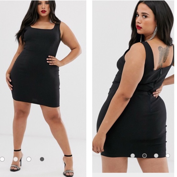Vesper | Dresses | Vesper Curvy Black Square Neck Mini Dress Size 26 ...